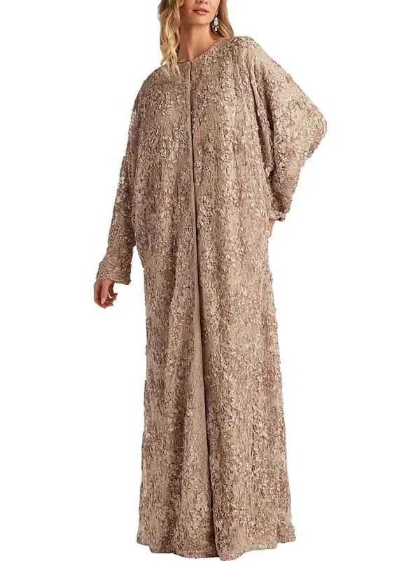 Tadashi Shoji Hannes Sequin Embroidered Caftan Gown - Rose Taupe