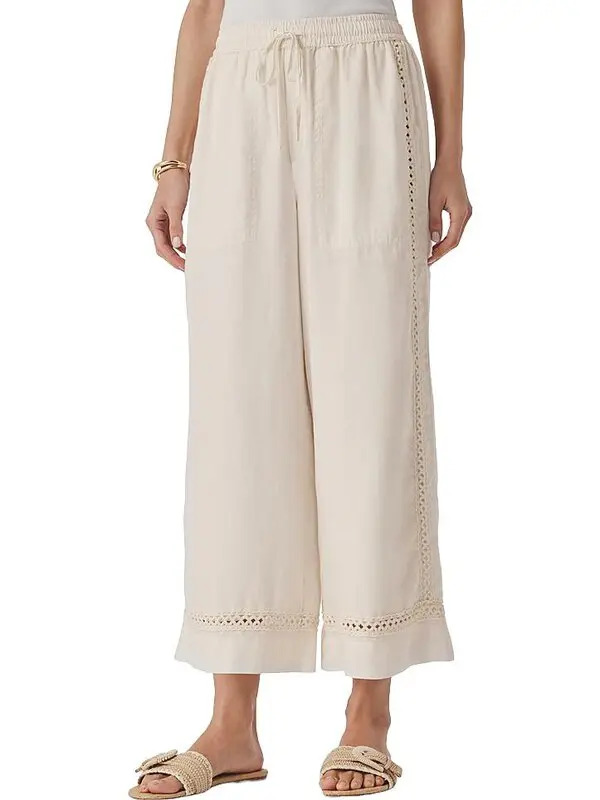 Splendid Stella Linen Trim Pants - Antique Pearl
