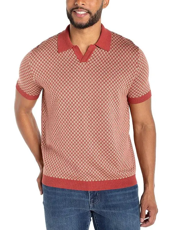 LIVERPOOL Short Sleeve Johnny Collar Sweater Shirt - Rust Tan