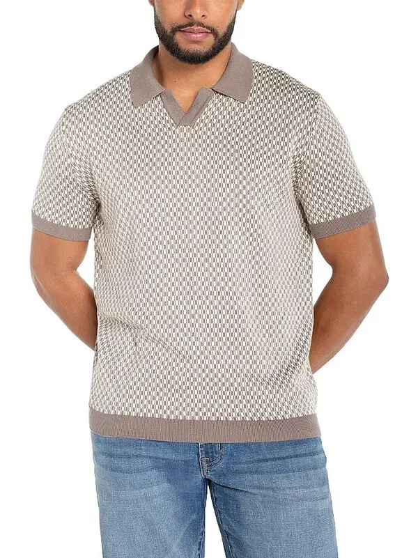 LIVERPOOL Short Sleeve Johnny Collar Sweater Shirt - Taupe Parchment