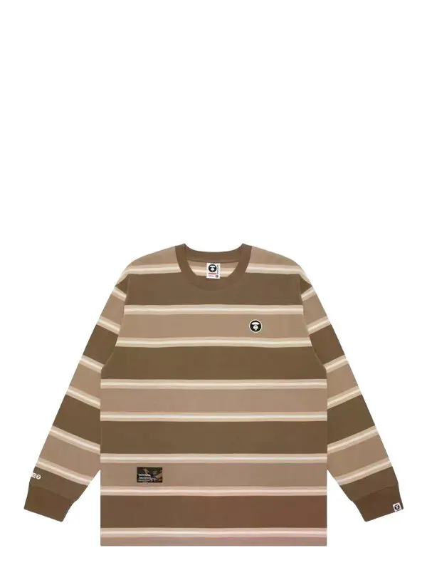 AAPE BY *A BATHING APE Moonface Patch Striped T-shirt - Brown
