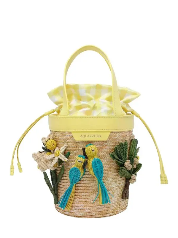 AQUAZZURA Mini Birdsong Bucket Bag - Neutrals