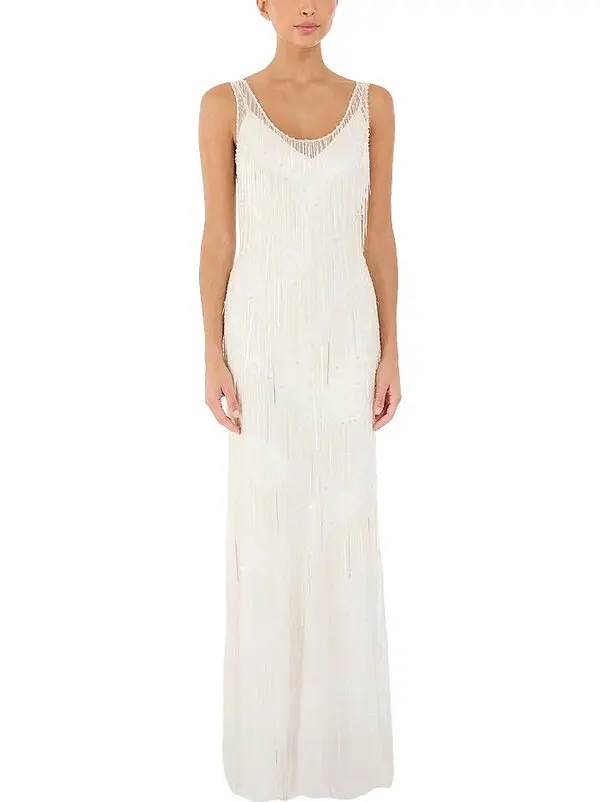 Jenny Packham Symphonie Fringed Gown - Ivory