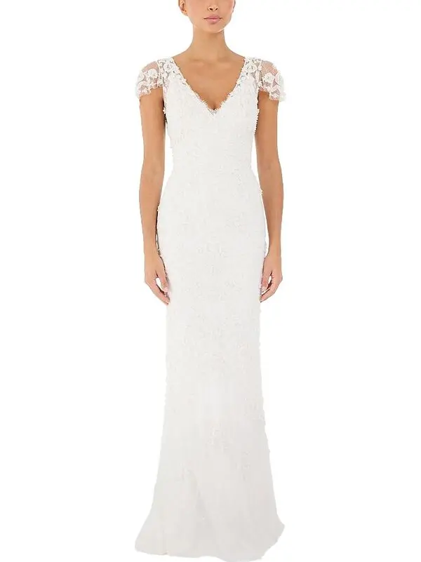 Jenny Packham Floral Lace Gown - Ivory