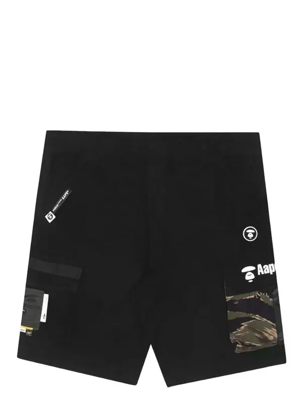 AAPE BY *A BATHING APE Moonface Camouflage Cargo Shorts - Black