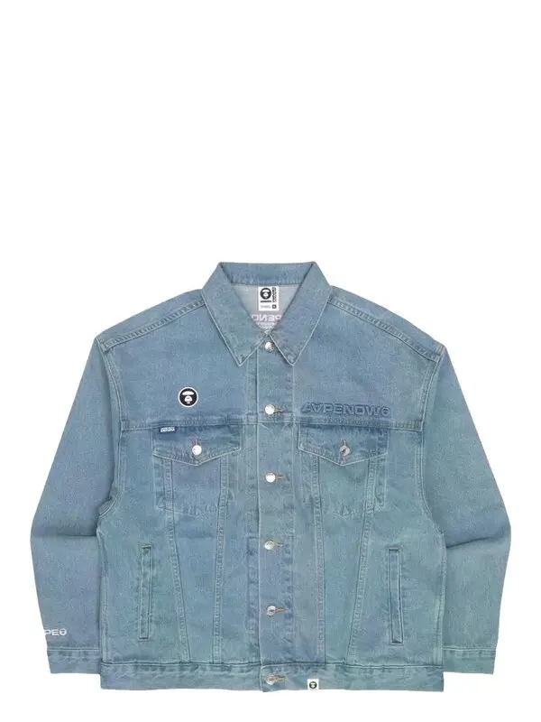 AAPE BY *A BATHING APE Moonface Embroidered Denim Jacket - Blue