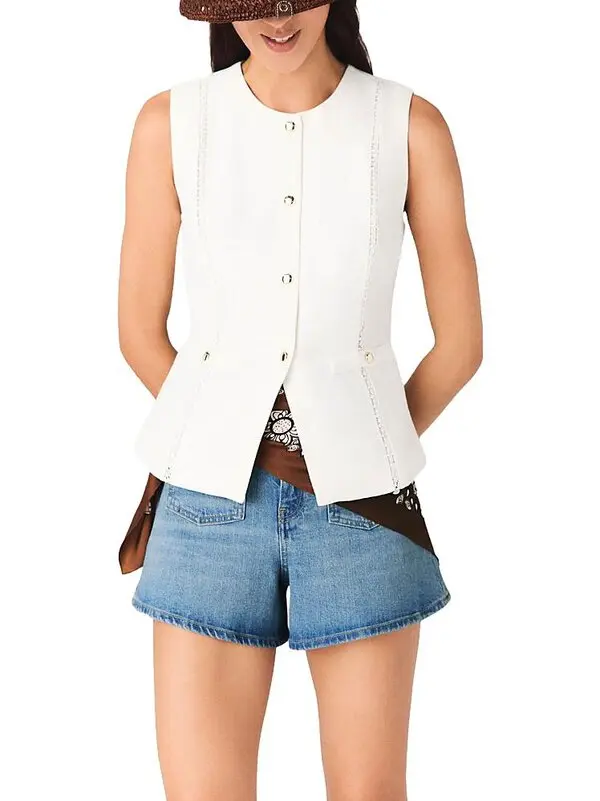 Maje Leena Linen Blend Waistcoat - White