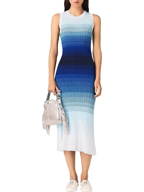 Maje Rirano Ombre Knit Maxi Dress - Blue