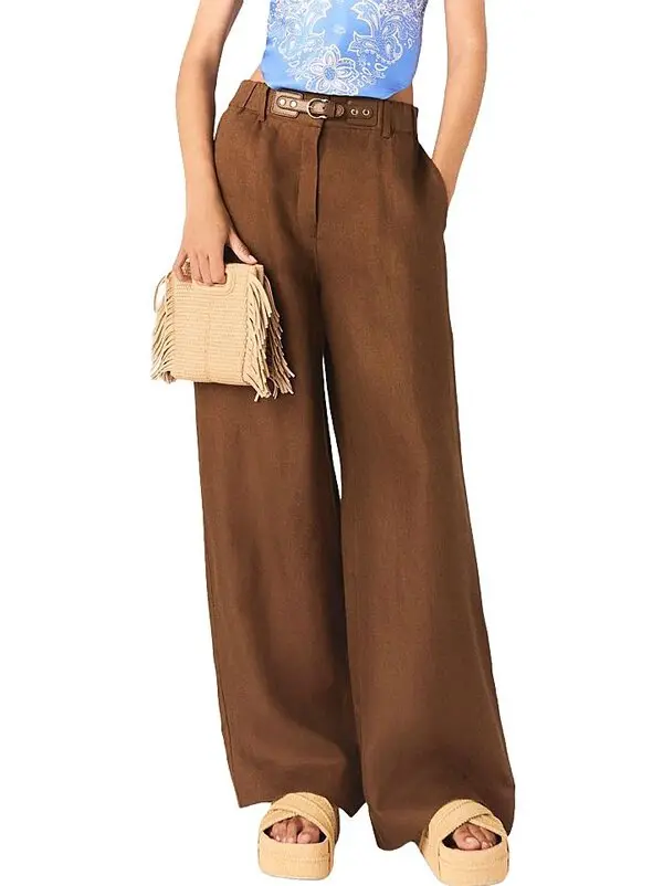 Maje Piumacao Linen Pants - Brown