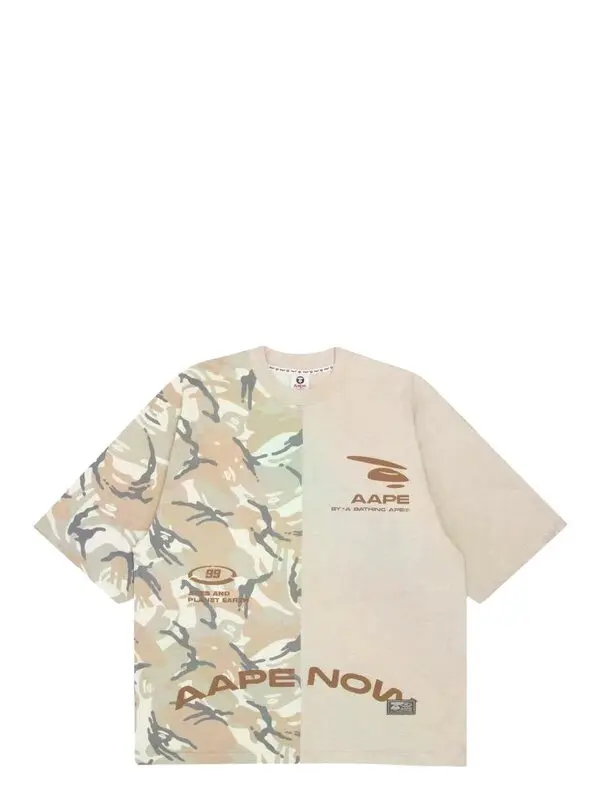 AAPE BY *A BATHING APE Moonface Camo Colour-blocked T-shirt - Neutrals