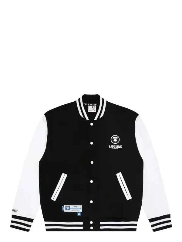AAPE BY *A BATHING APE Moonface Patch Baseball Jacket - Black