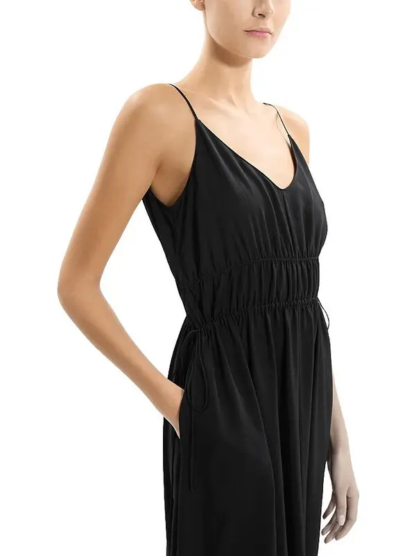 Theory Gathered V Tie Dress - Black