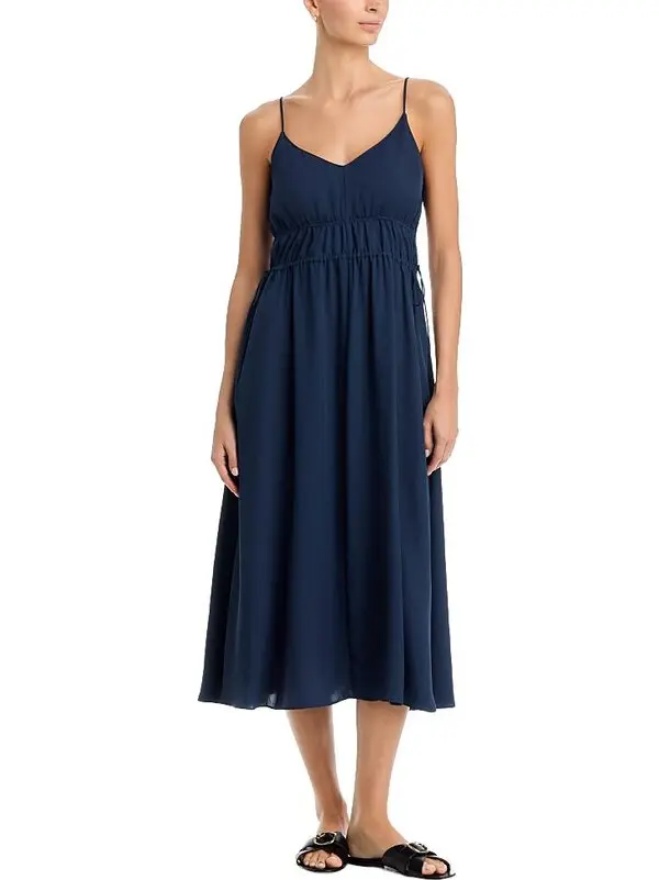 Theory Gathered V Tie Dress - Nocturnal Navy