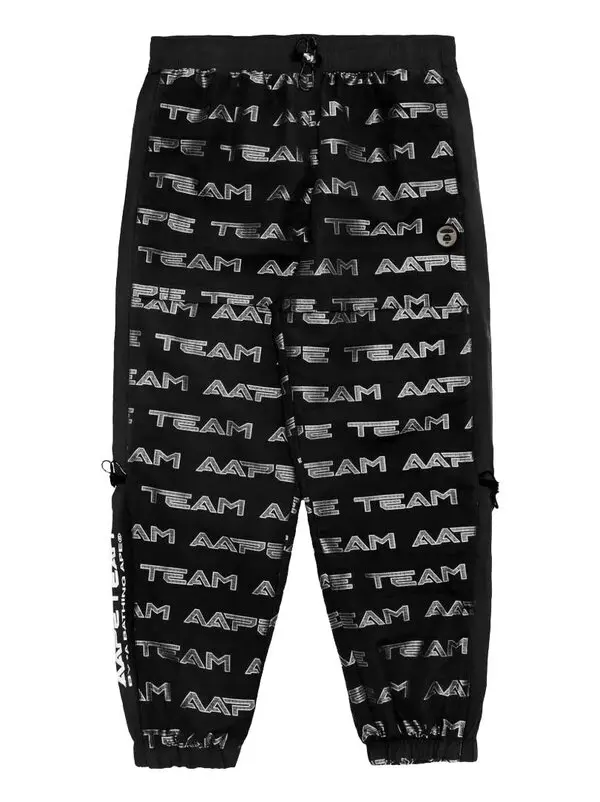AAPE BY *A BATHING APE Moonface-patch Monogram Track Pants - Black