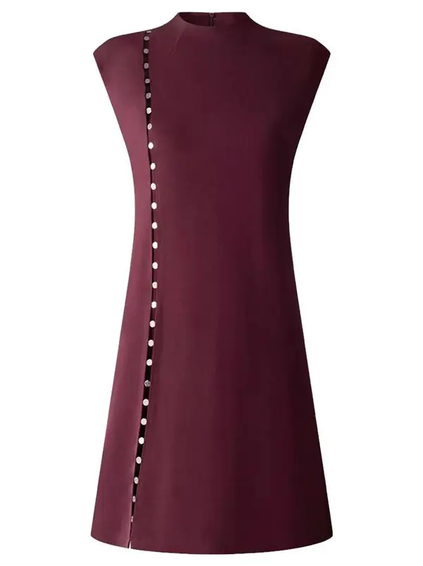 Shanghai Tang Tang Mock-neck Mini Dress - Purple