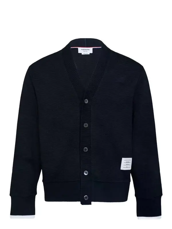 Thom Browne V-neck Chunky-trim Cardigan - Blue