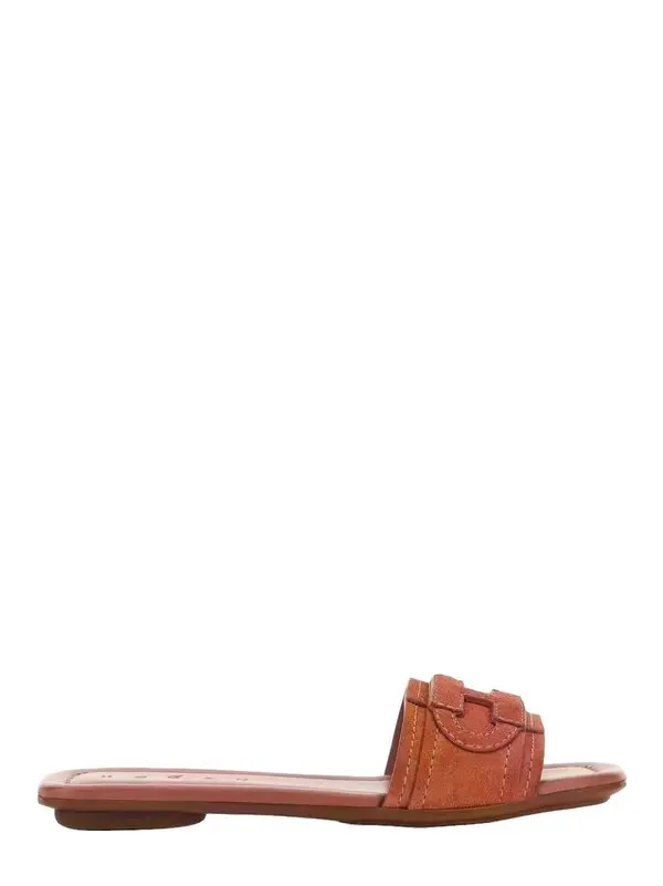 Hogan H685 Suede Flat Sandals - Orange