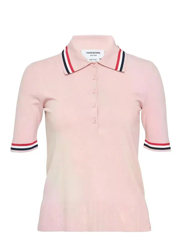 Thom Browne Stripe-trim Polo Shirt - Pink