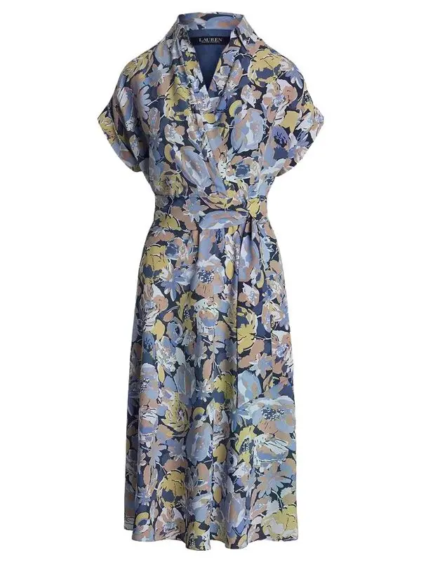 Ralph Lauren Floral-print Wrap-style Dress - Blue