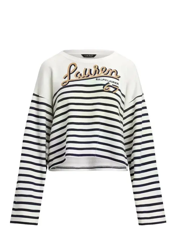 Ralph Lauren Striped Logo-embroidered Top - White