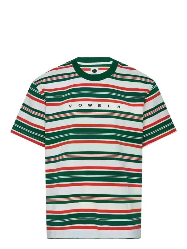VOWELS Striped Logo-detail T-shirt - Green