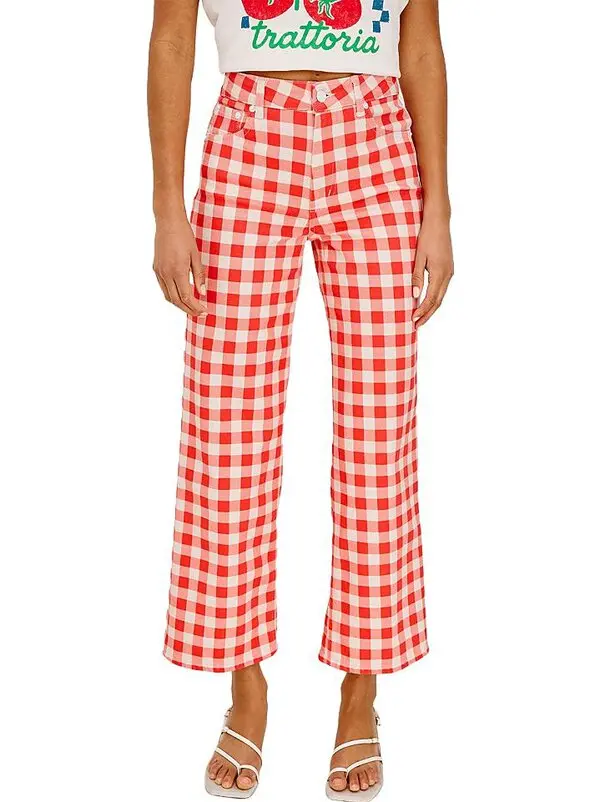 Rails The Getty Crop High Rise Wide Leg Jeans - Tomato Gingham