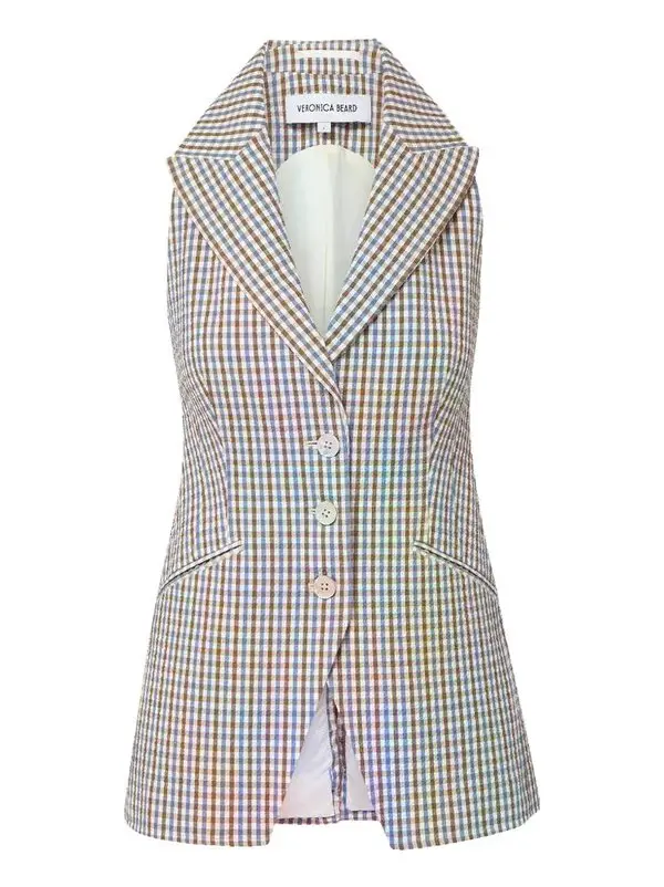 Veronica Beard Costa Gingham Waistcoat - Blue