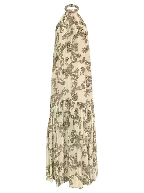 Hemant & Nandita Paisley-print Halterneck Maxi Dress - Neutrals