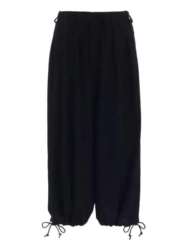 Yohji Yamamoto Drawstring-hem Pleated Trousers - Black