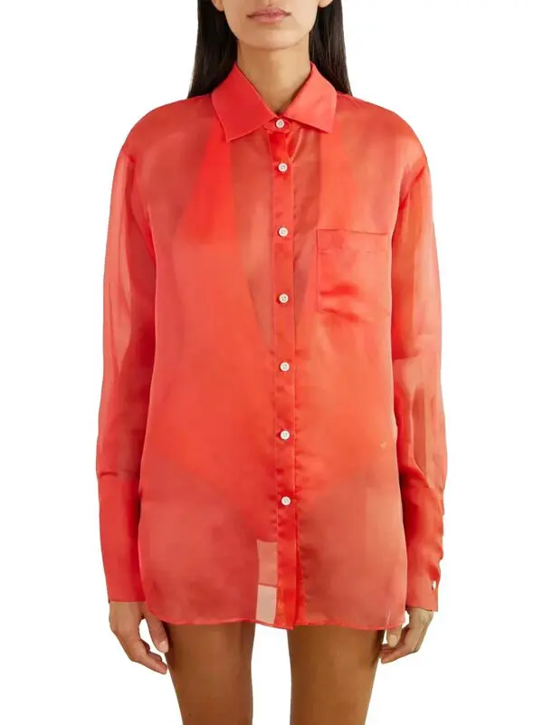 Kiki De Montparnasse Sheer Button-up Shirt - Orange