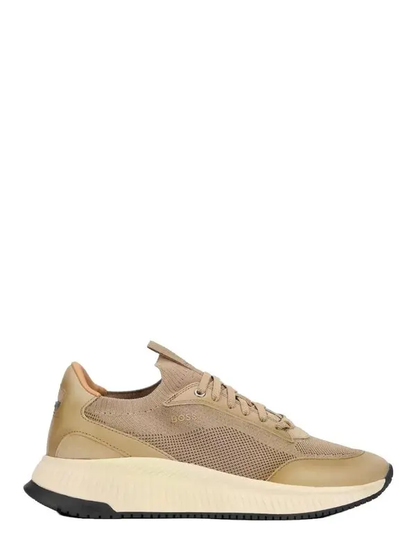 BOSS Slon Mesh-upper Sneakers With Leather Trim - Neutrals