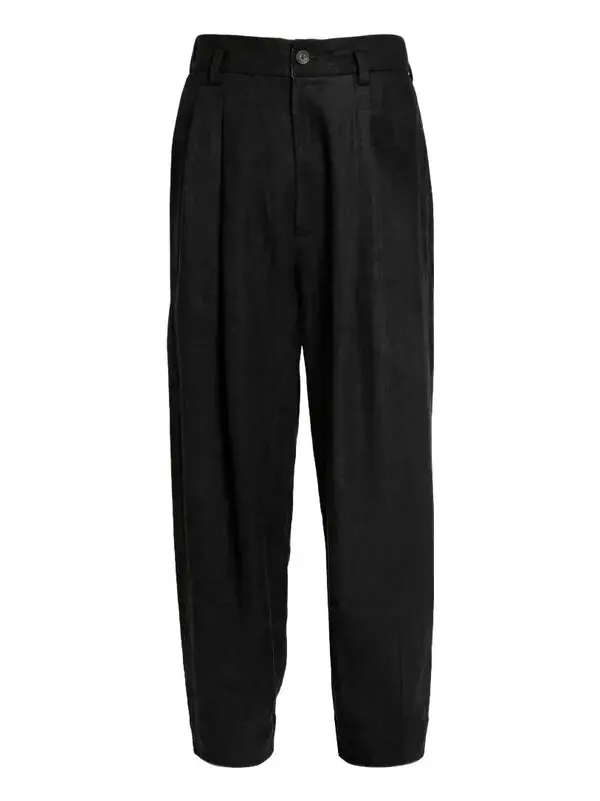 ZIGGY CHEN Pleated Wide Leg Trousers - Black