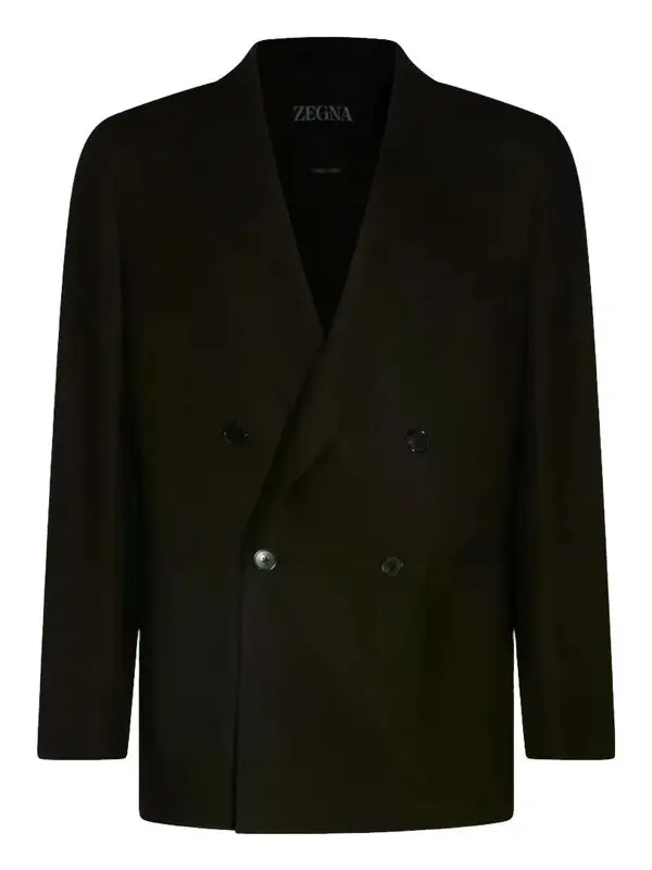 Zegna Oasi Lino Double-breasted Blazer - Brown
