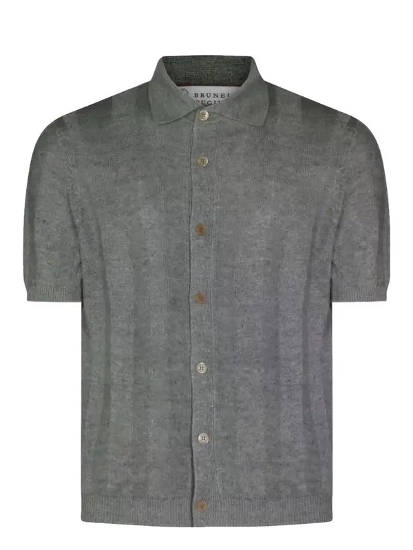 Brunello Cucinelli Ribbed-knit Short-sleeve Shirt - Grey