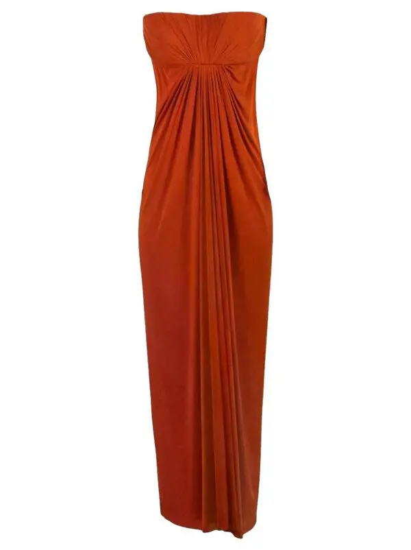 Alberta Ferretti Draped Strapless Dress - Orange