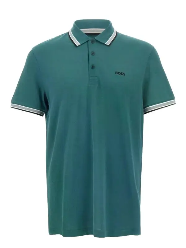 BOSS Paddy Striped-trim Polo Shirt - Green