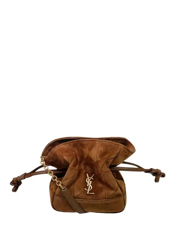 Saint Laurent Quilted Suede Cross Body Bag - Brown
