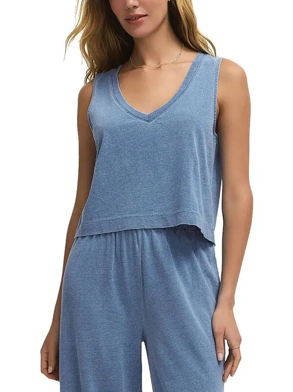 Z Supply Sloane V Neck Denim Tank - Santorini Indigo