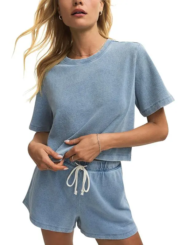 Z Supply Knit Denim Sweatshirt - Ocean Air Indigo