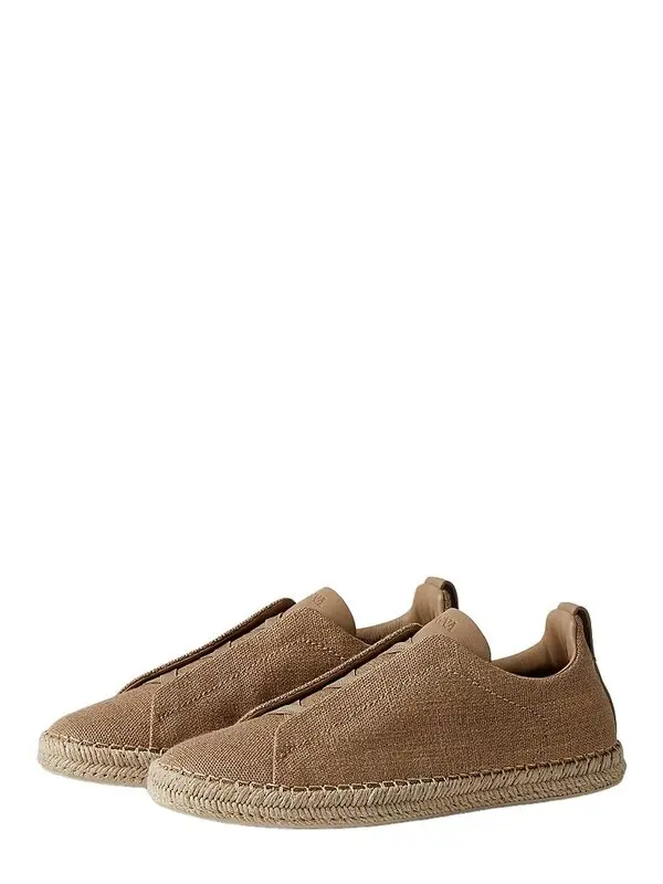 Zegna Triple Stitch Espadrille Flats - Beige