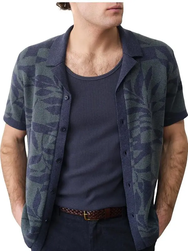 Marine Layer Ethan Laurel Wreath Sweater Shirt - Navy/laurel Wreath