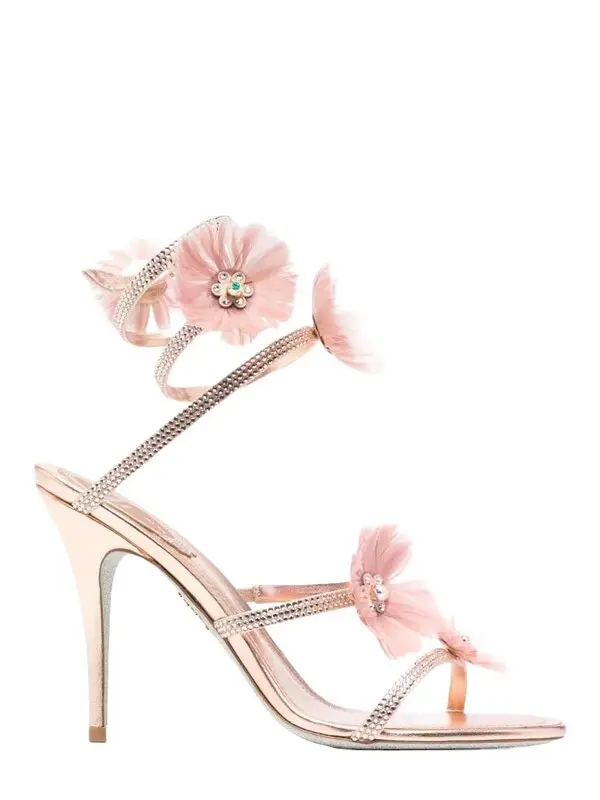 Rene Caovilla Jolene Floral-embellished Sandals - Pink