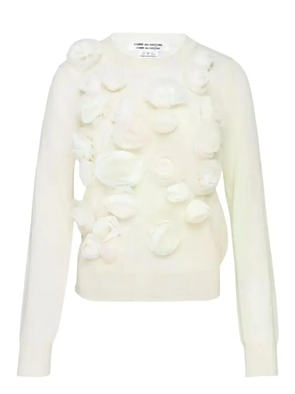 Comme Des Garçons Floral-appliqué Sweater - Neutrals