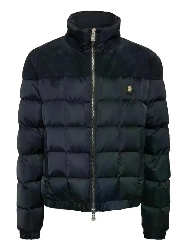 BILLIONAIRE Quilted Suede-panel Puffer Jacket - Blue