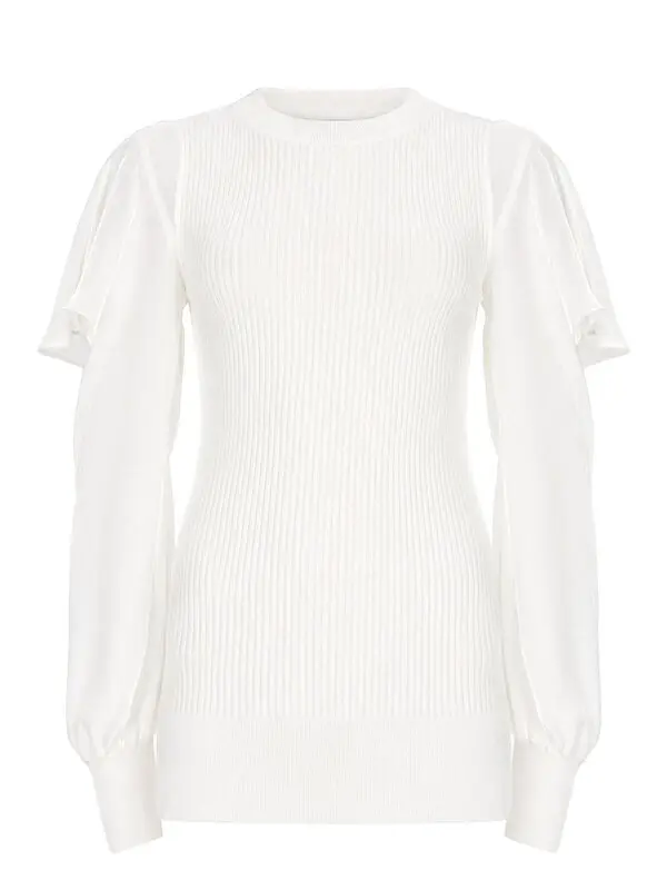 Sacai Top With Sheer Sleeves - White