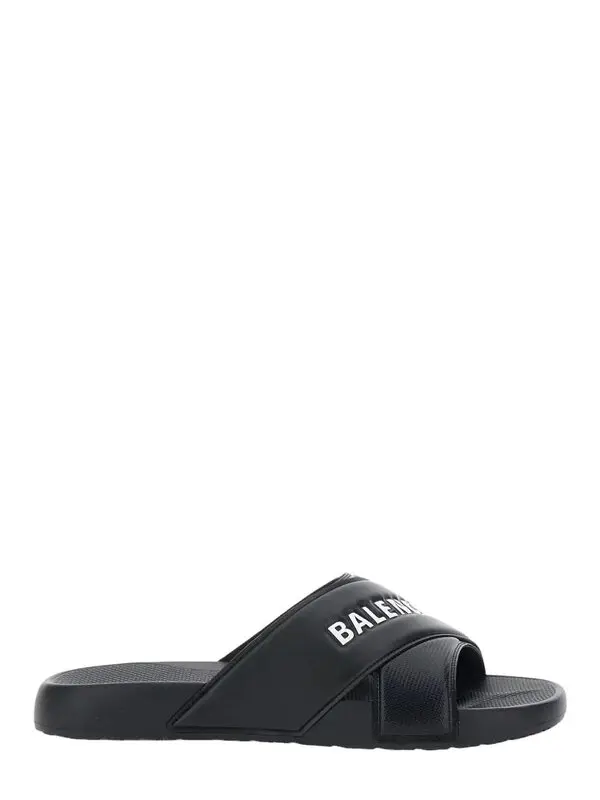 Balenciaga Sportypool Logo-print Crossover Sandals - Black
