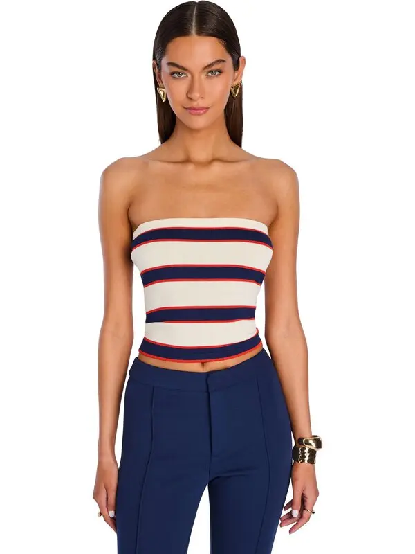SEROYA Theodora Tube Top - Eggshell Stripe