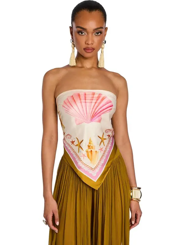 Retrofete Alivia Silk Top - Ochre Shell Foulard