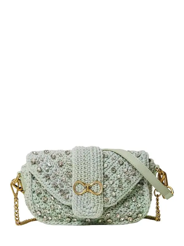 TWINSET Crystal-embellished Crochet Shoulder Bag - Blue