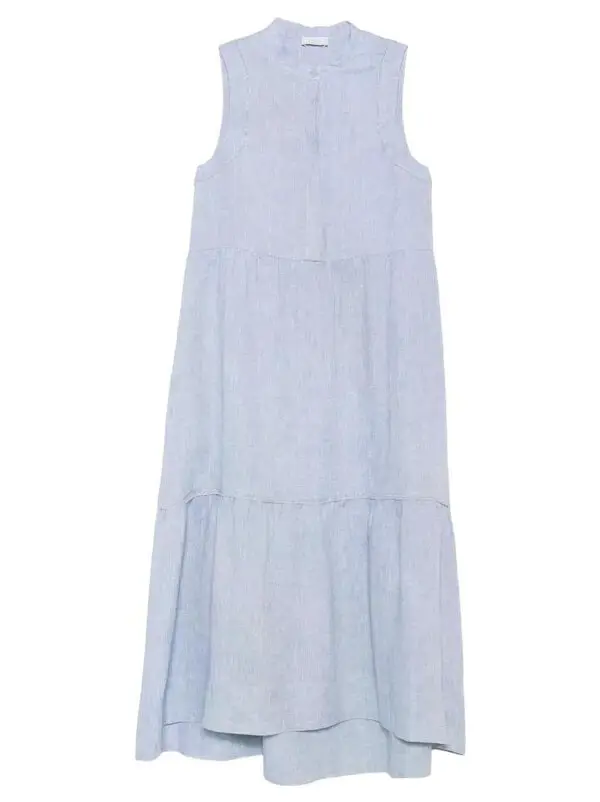 Peserico Tiered Sleeveless Midi Dress - Blue